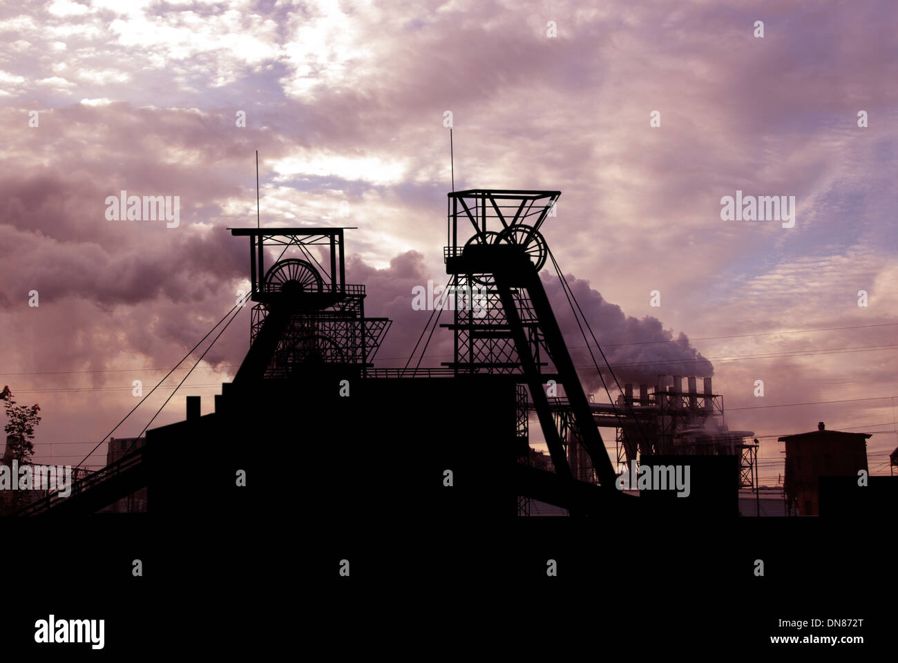 mine factory and smoke from chimneys Stock Photo - Alamy