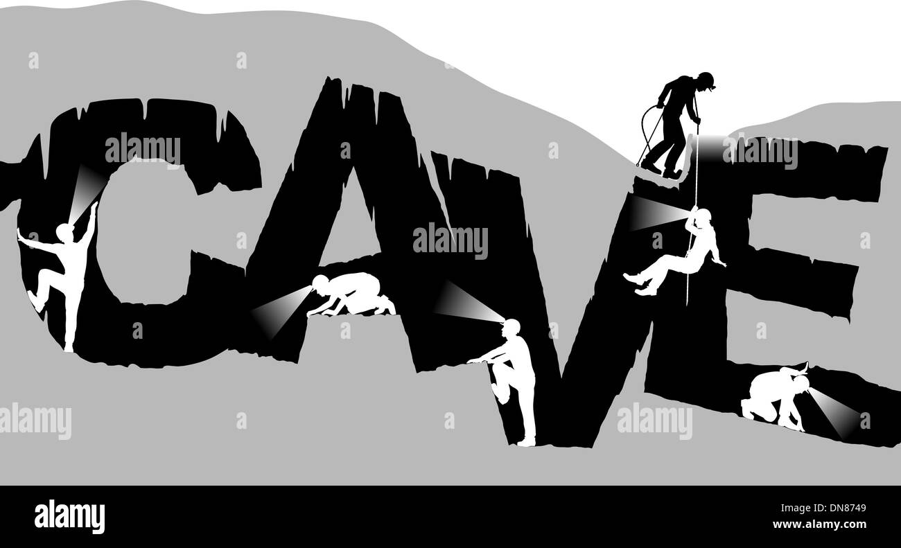 Cave caving silhouette Stock Vector Images - Alamy