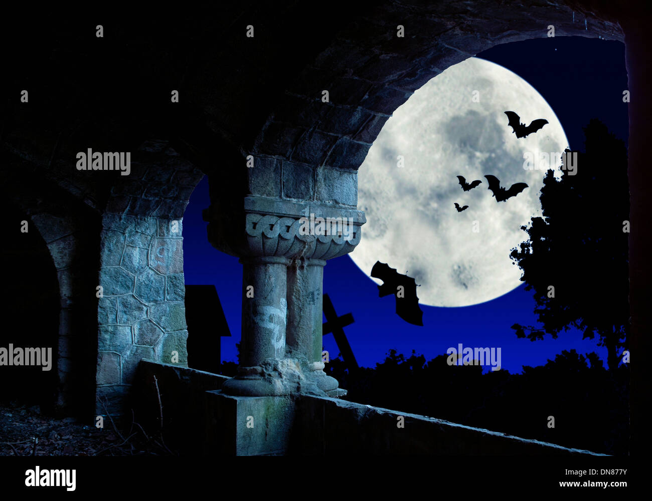 lighted up with light of moon ruins Stock Photo - Alamy