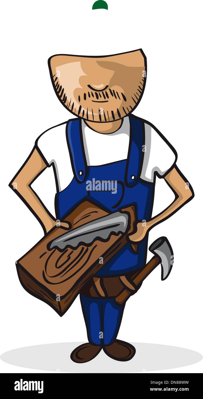 Carpenter man cartoon hi-res stock photography and images - Alamy