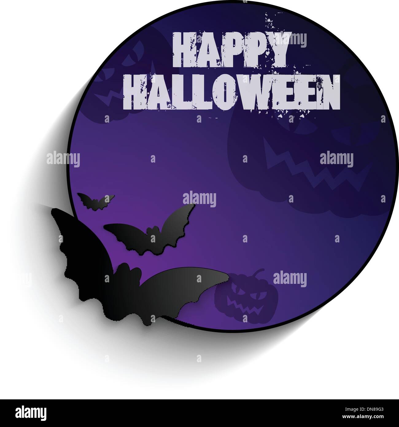 Vector - Halloween Bat Circle Frame Pumpkin Background Vector Stock ...