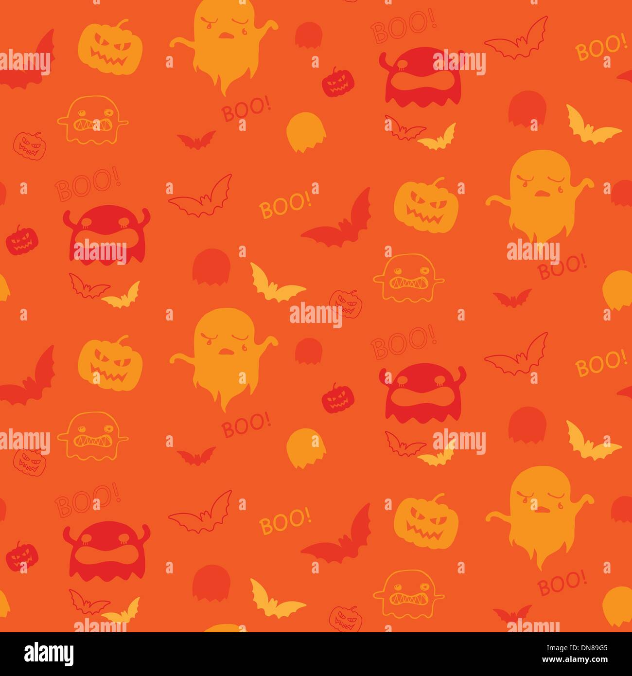 Vector - Halloween Ghost Bat Pumpkin Seamless Pattern Background Stock ...