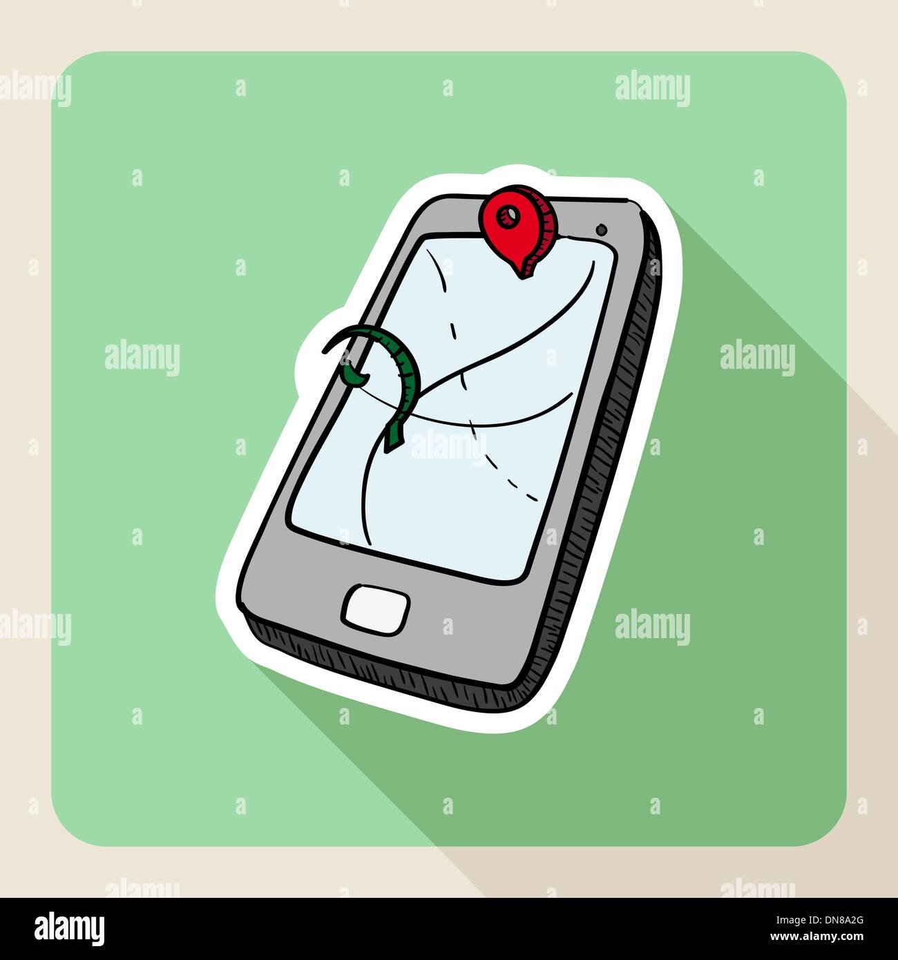 Sketch style gps smart phone illustration Stock Vector Image & Art - Alamy