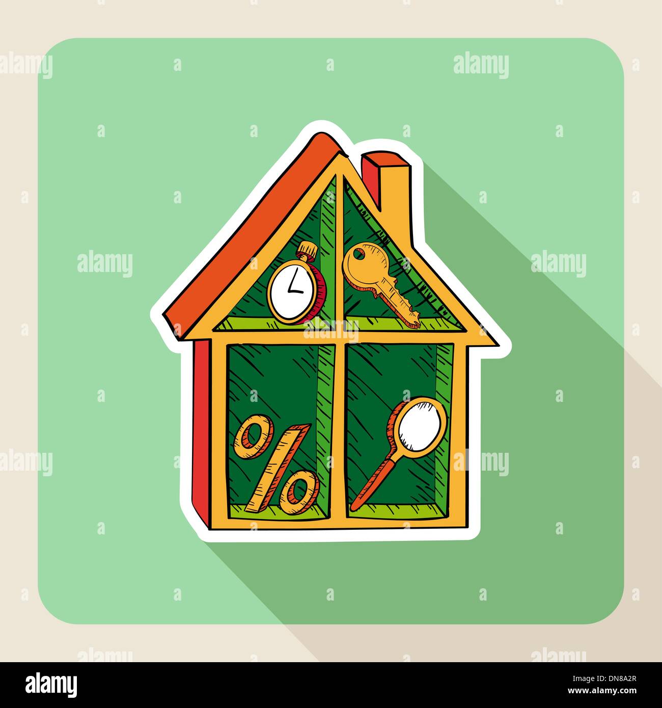 Vintage hand drawn real estate house business icons Stock Vector Image ...