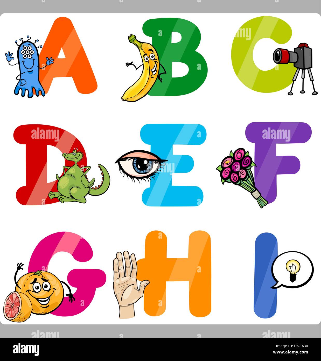 Education Cartoon Alphabet Letters for Kids Stock Vector Image & Art ...