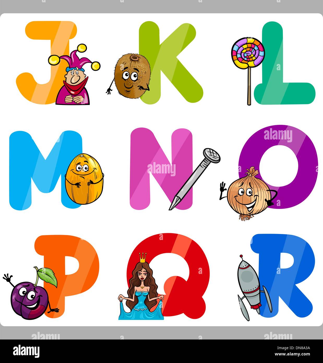 Education Cartoon Alphabet Letters for Kids Stock Vector Image & Art ...