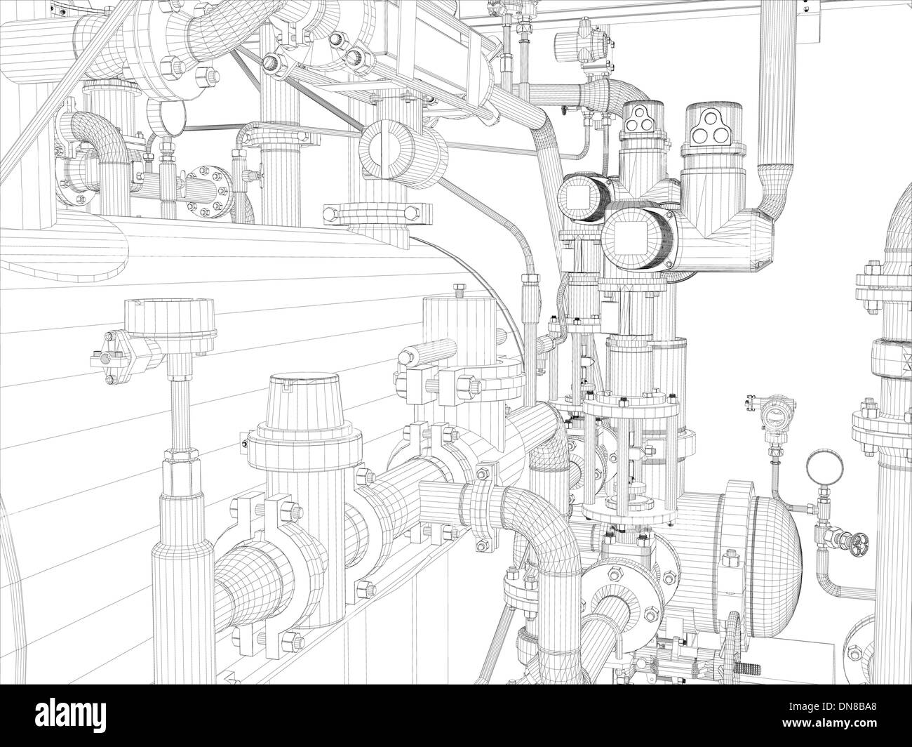Wire-frame industrial equipment Stock Vector Image & Art - Alamy