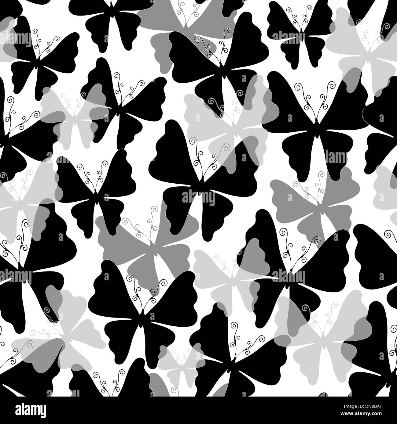 Seamless pattern with butterflies vector vectors Black and White Stock ...