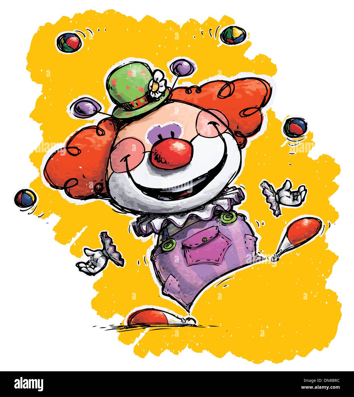 Cartoon Artistic Illustration Clown Juggling High Resolution Stock ...