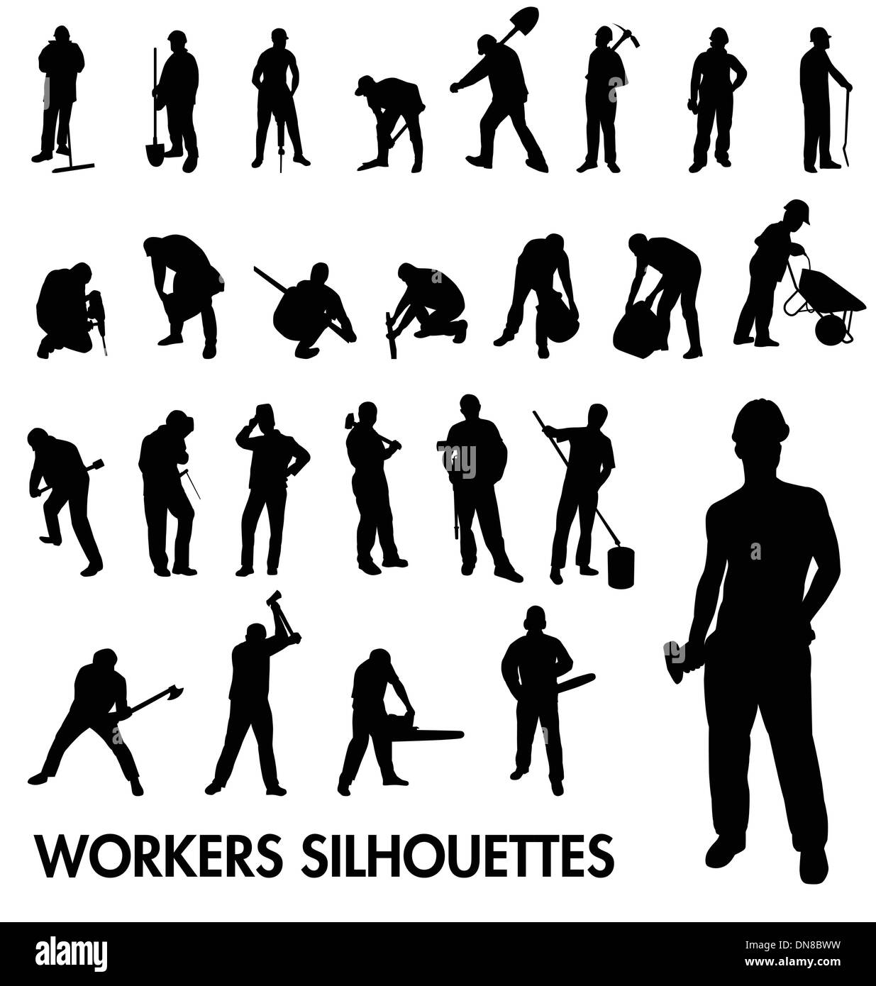 Construction worker silhouettes hi-res stock photography and images - Alamy