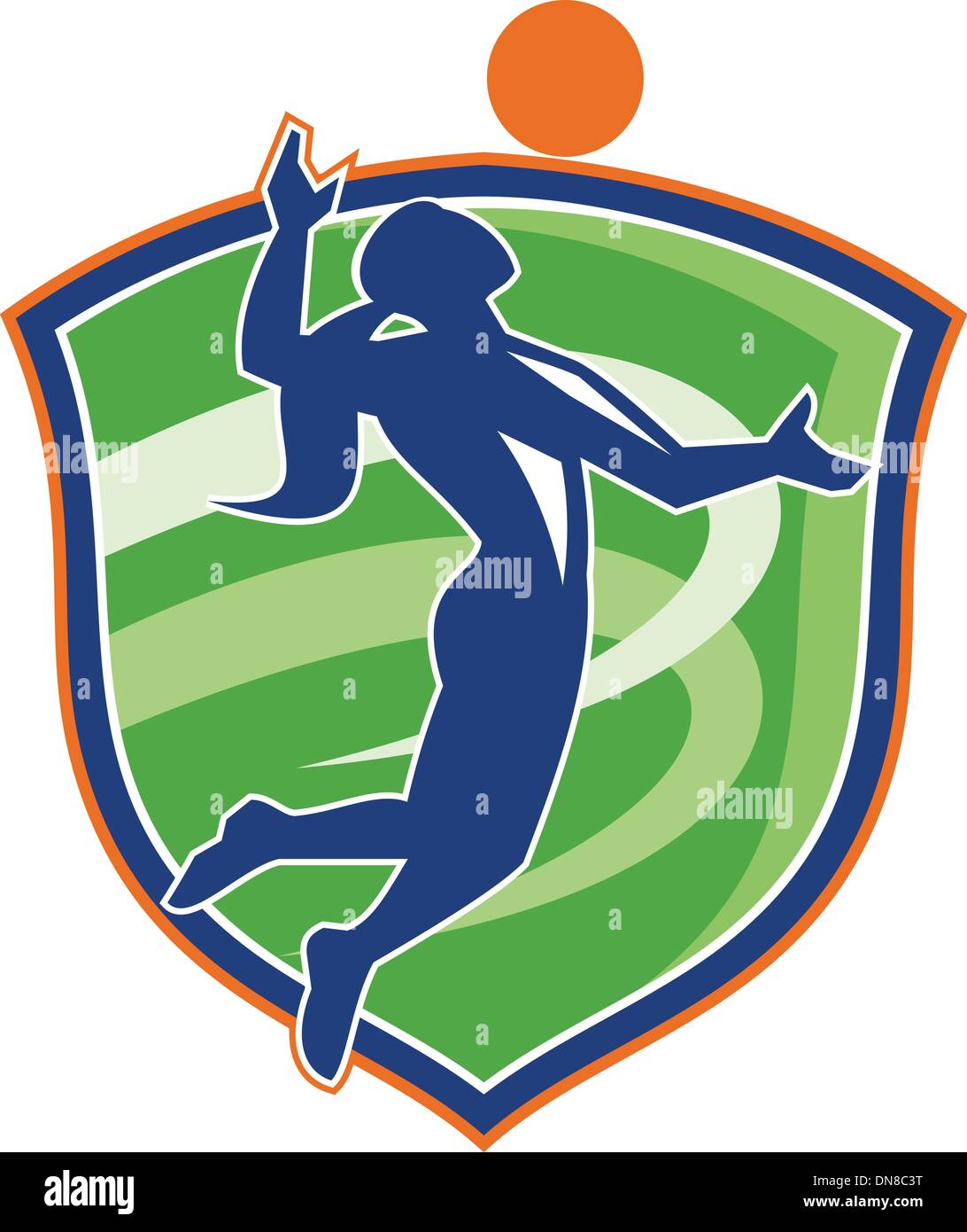 Volleyball Player Spiking Ball Side Shield Stock Vector Image & Art - Alamy