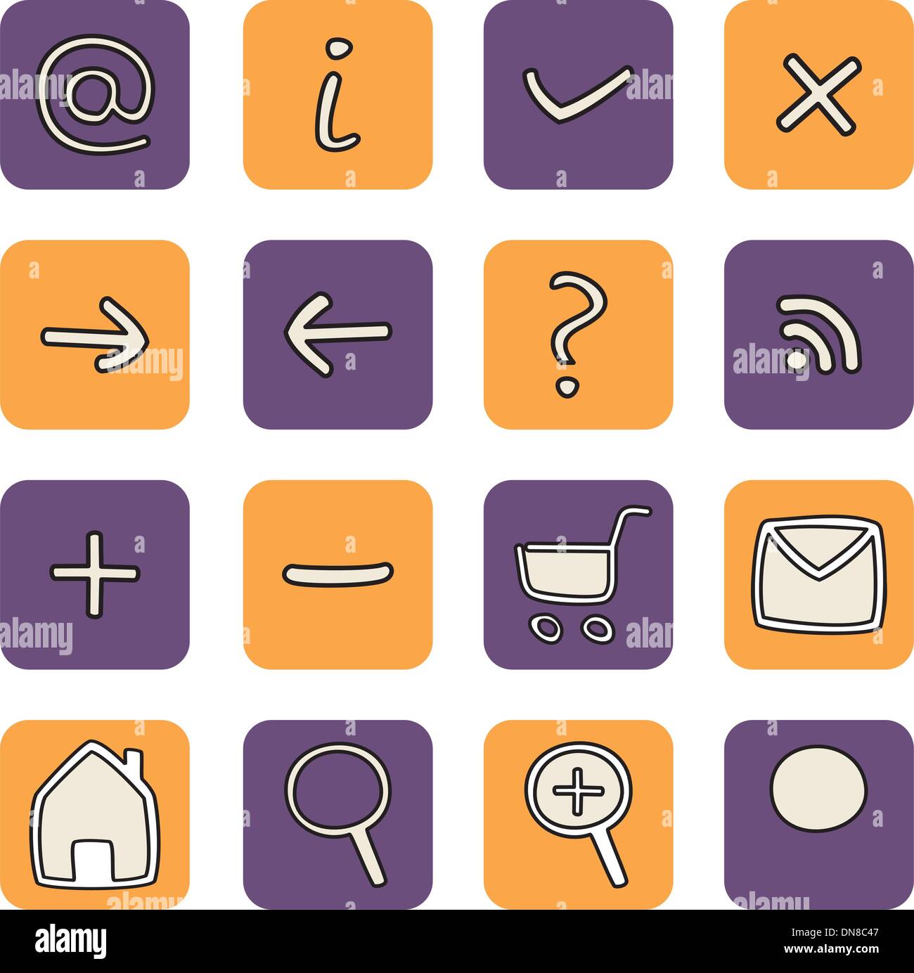Vector web icon tools symbols button. Website design violet and orange ...