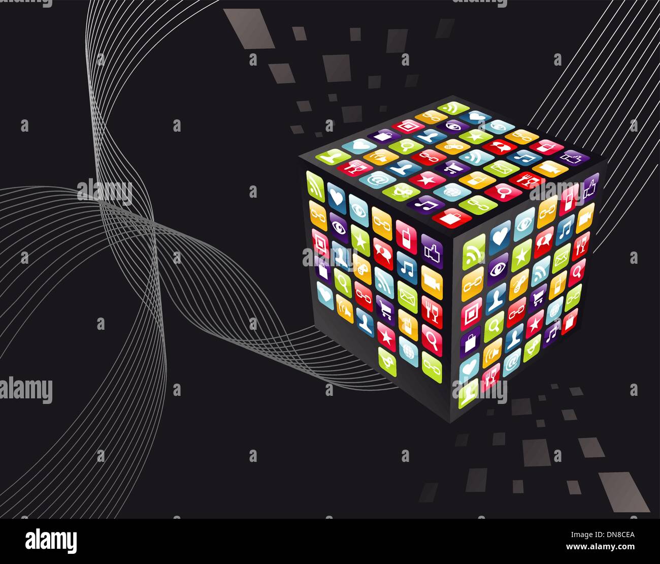 Social media icon cube Stock Vector Images - Alamy