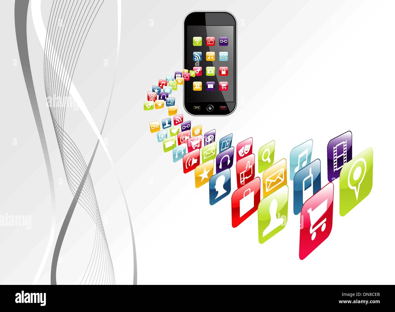 Global mobile apps icons tech background Stock Vector Image & Art - Alamy