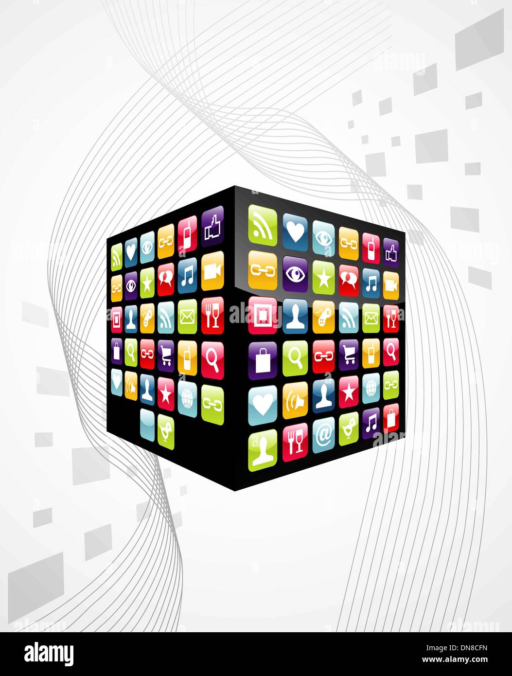 Social media concept cube Stock Vector Images - Alamy