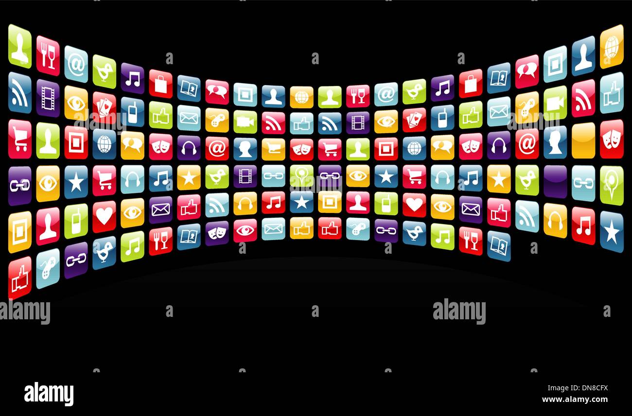 Mobile app icons wall background Stock Vector Image & Art - Alamy