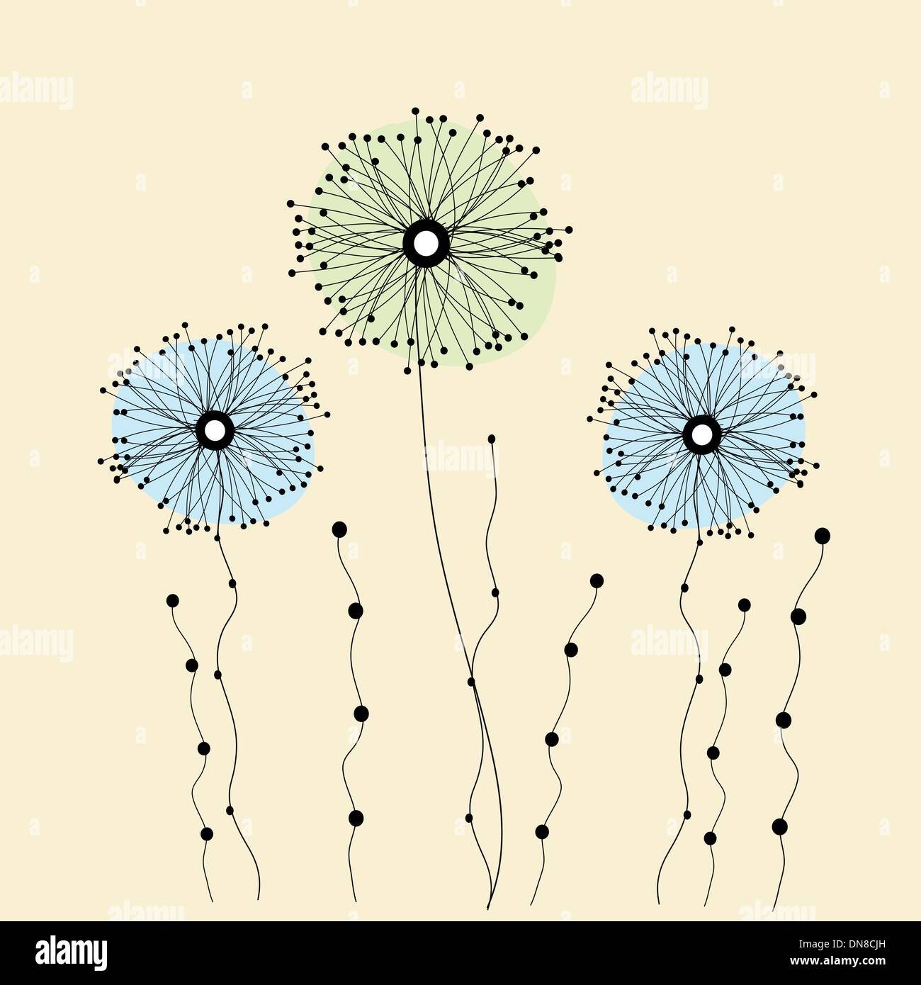 Vintage card with hand drawn flowers Stock Vector Image & Art - Alamy