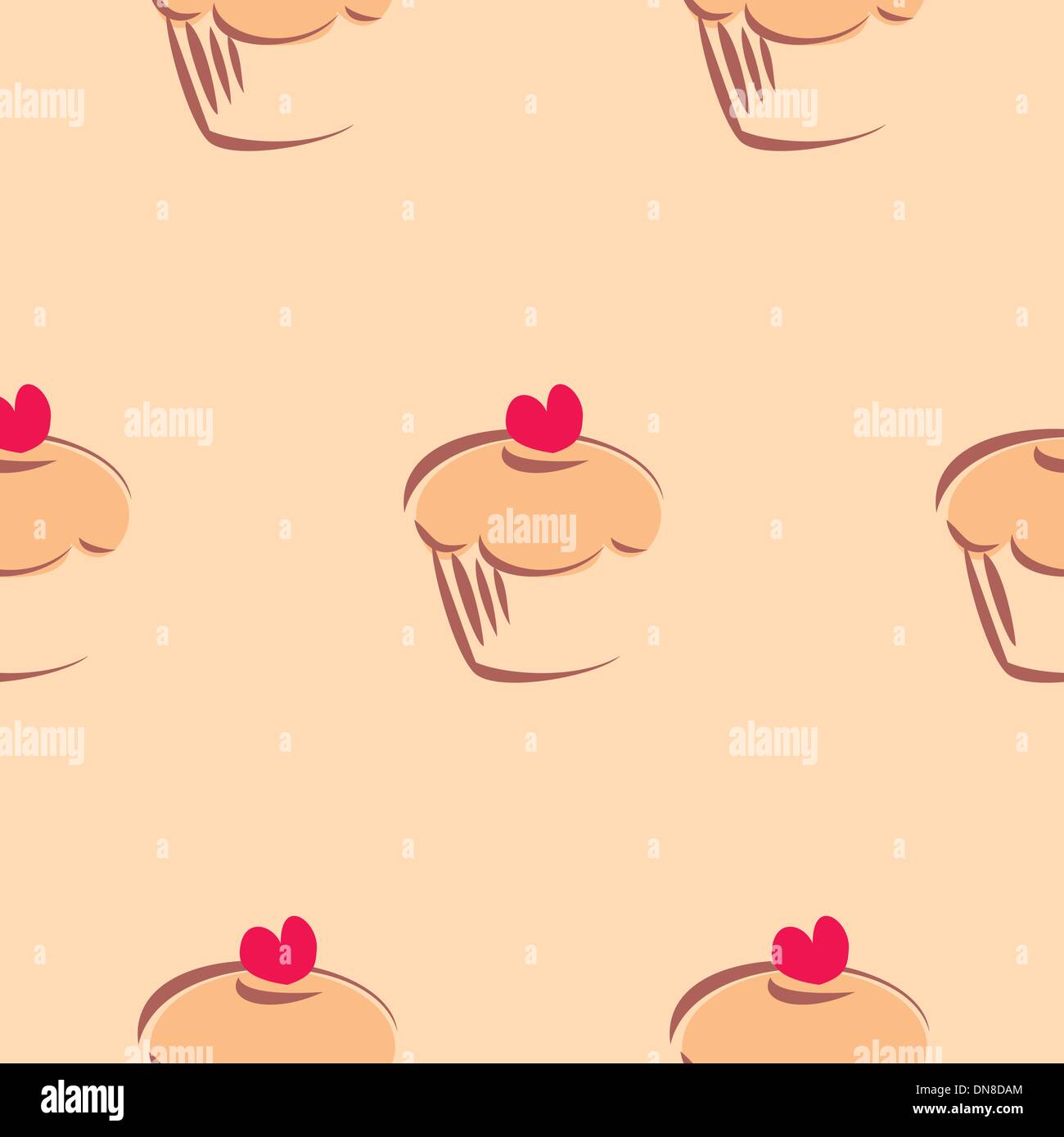 Seamless vector pattern or background with big cupcakes, muffins, sweet ...