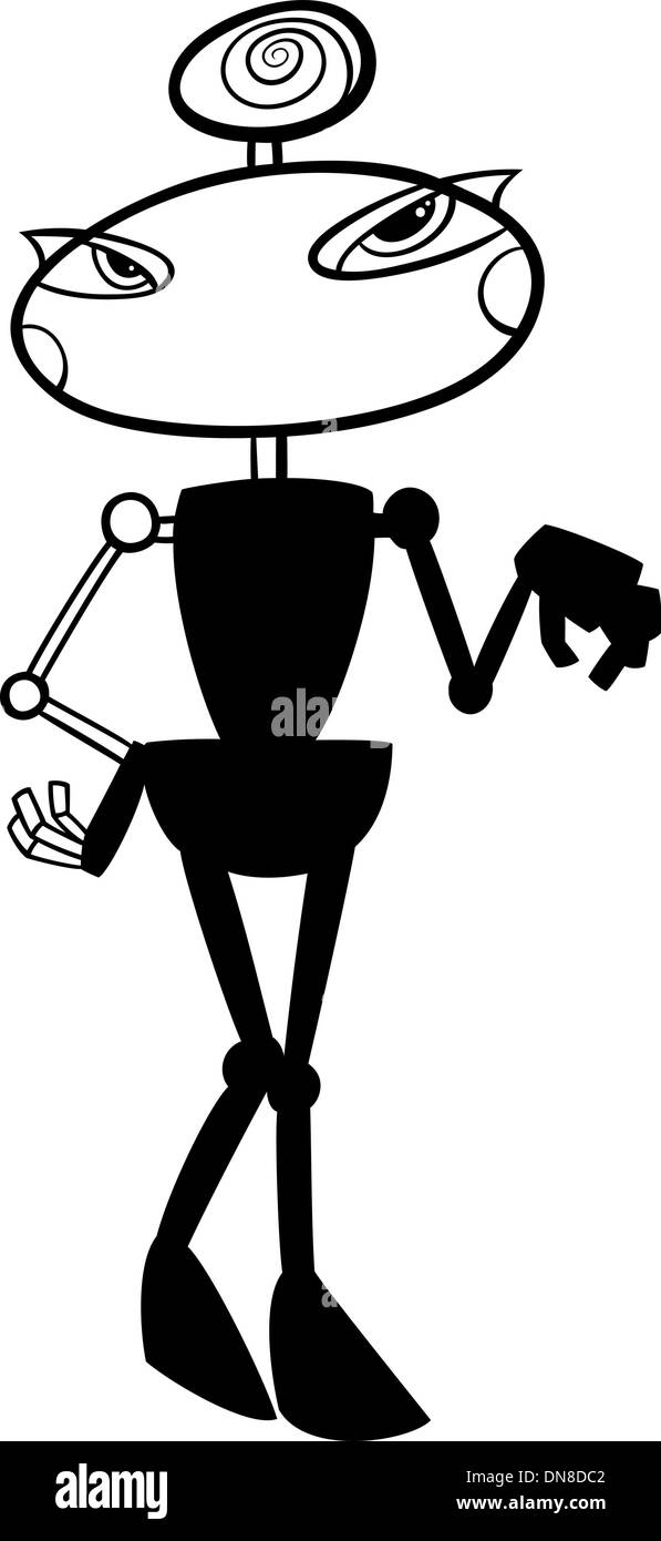 female robot cartoon for coloring Stock Vector Image & Art - Alamy
