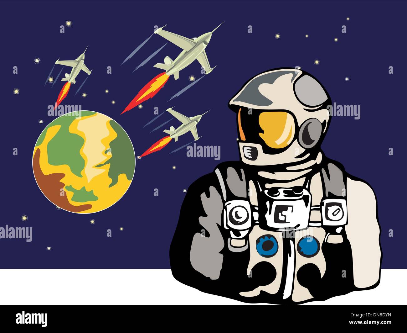Illustration astronaut planet spaceships hi-res stock photography and ...