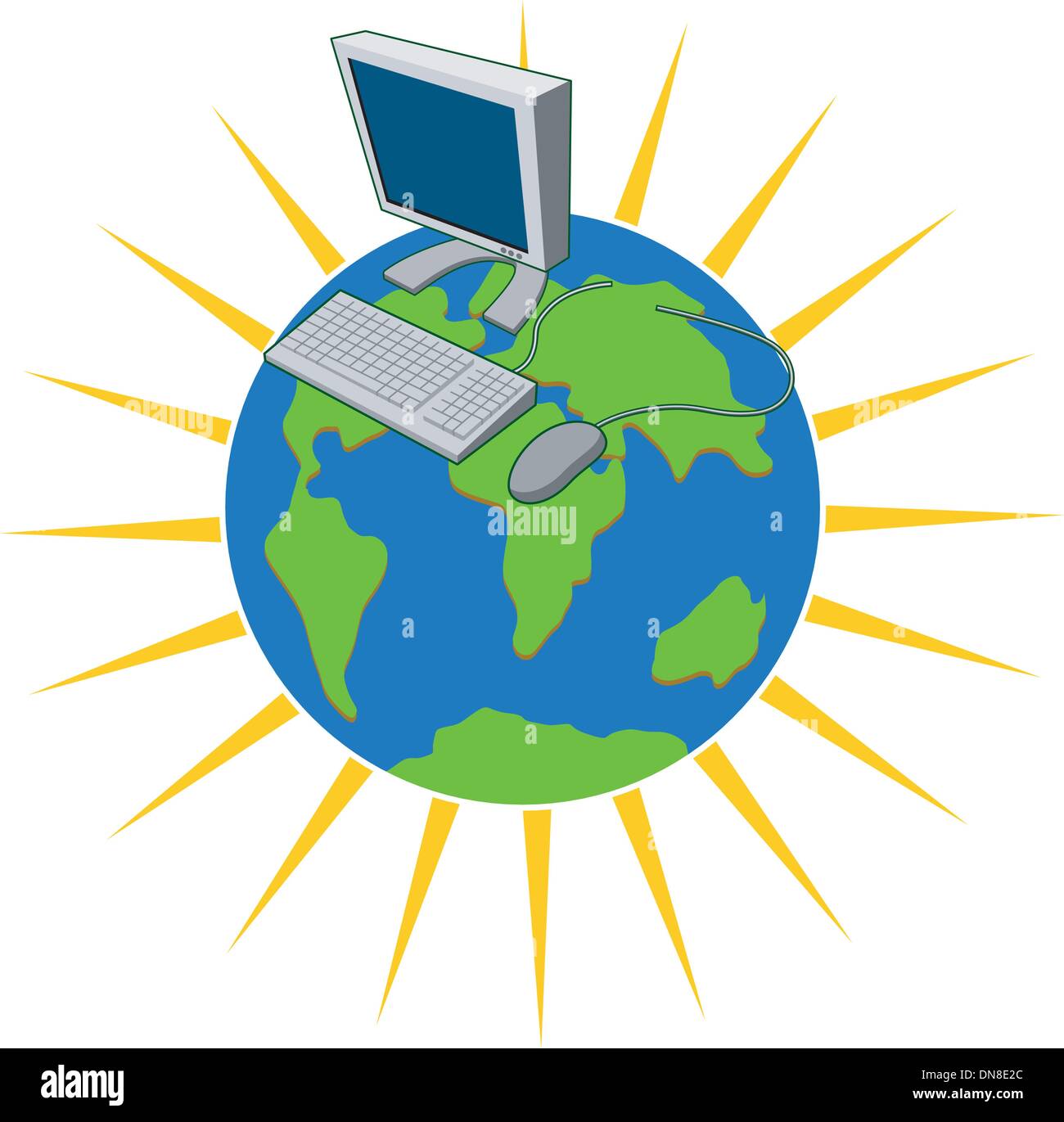 Computer on Top of Globe Stock Vector Image & Art - Alamy