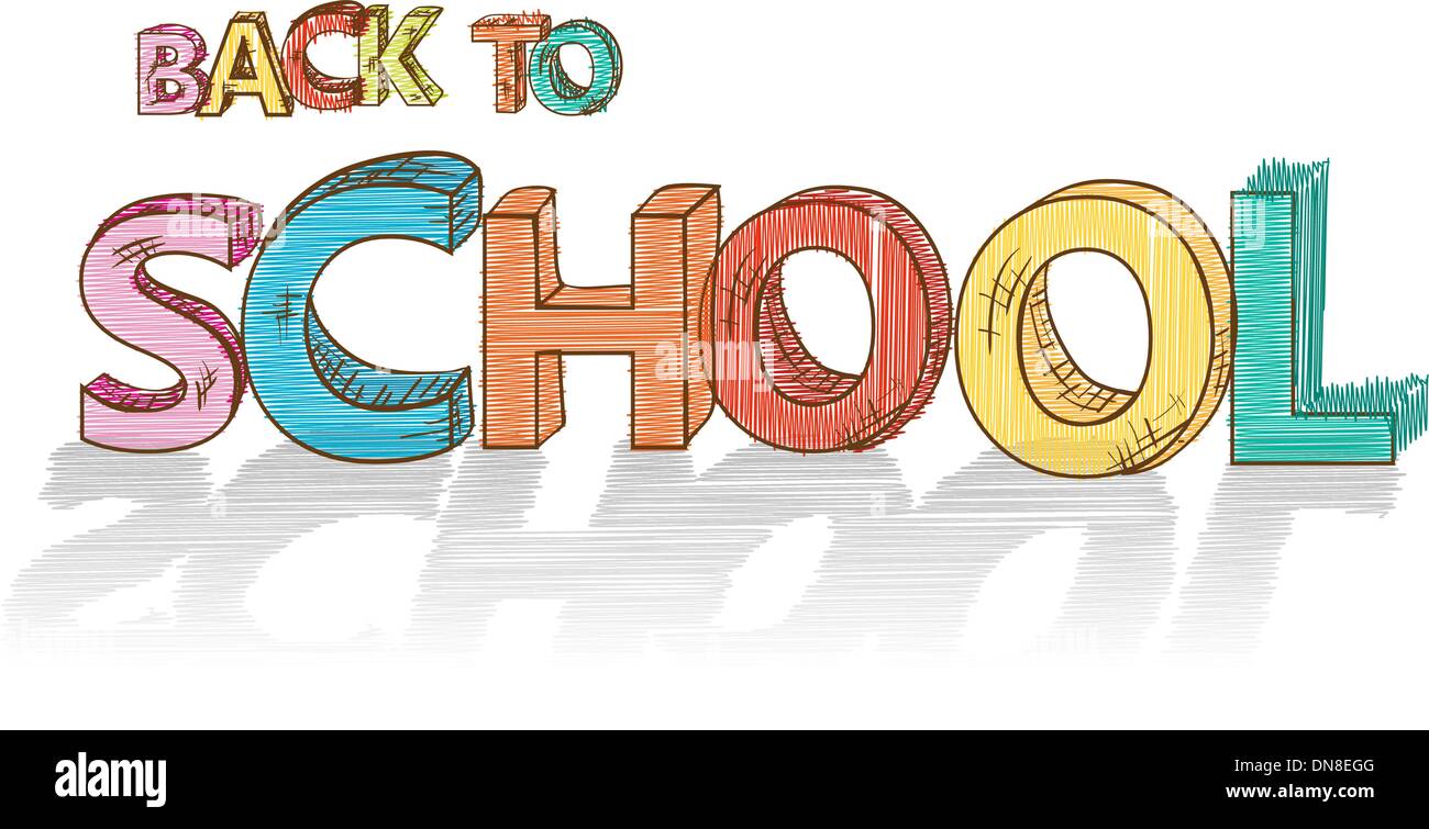 Colorful Back to school text illustration Stock Vector Image & Art - Alamy
