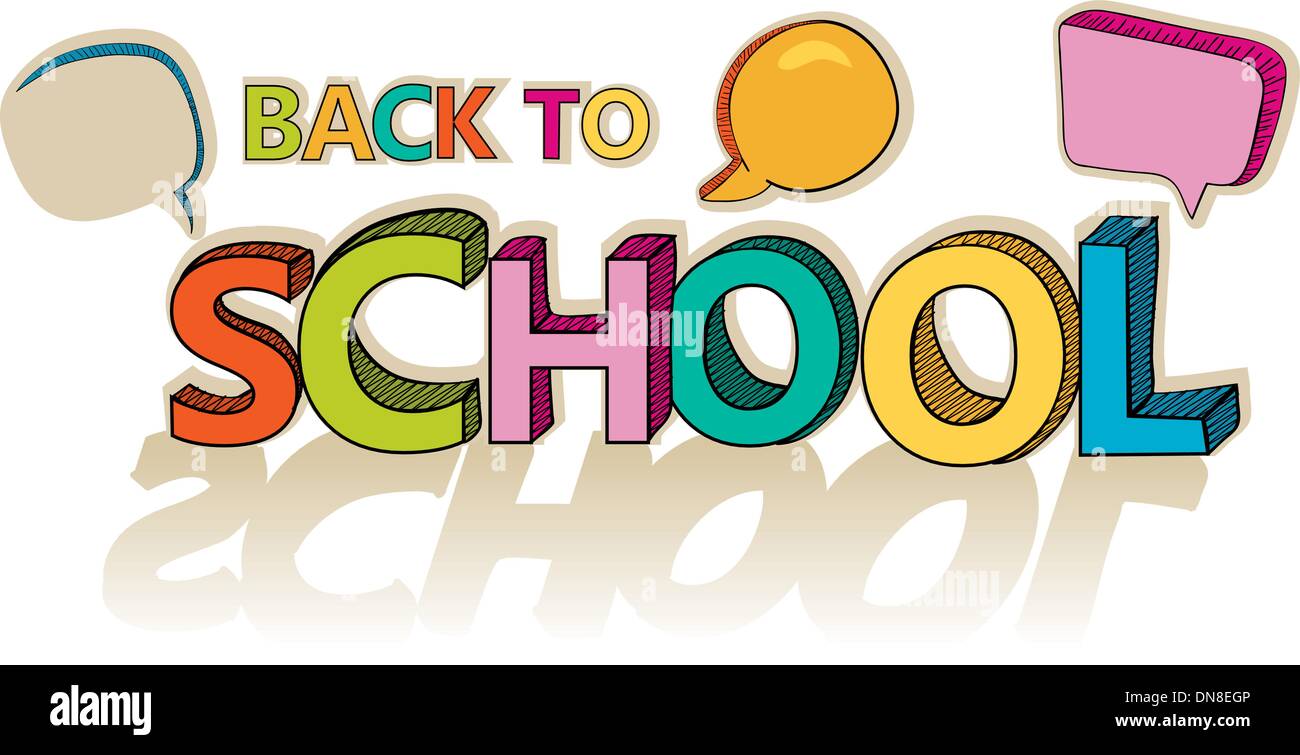 Back to school colorful text social speech bubbles Stock Vector Image ...