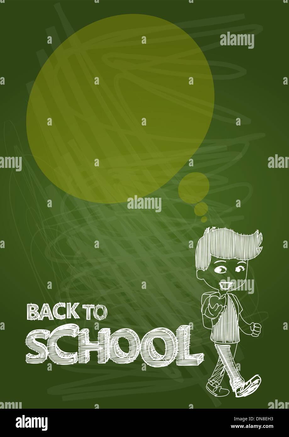 Back to school text boy social bubble chalkboard EPS10 file Stock ...