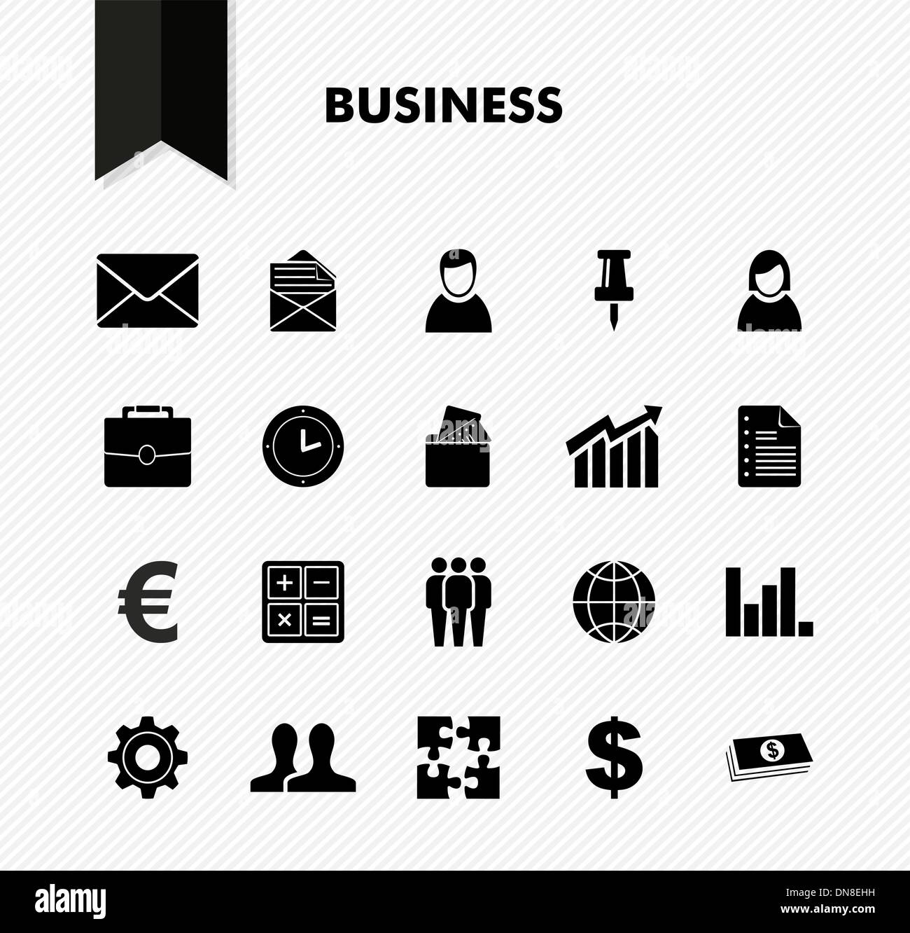 Black isolated business work icon set Stock Vector Image & Art - Alamy
