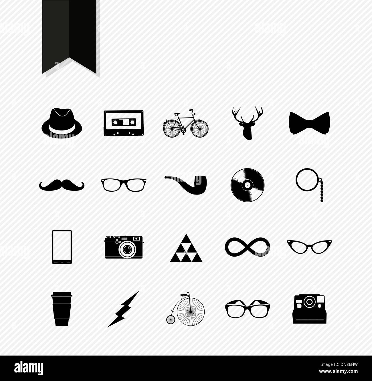 Black isolated vintage hipster icon set Stock Vector Image & Art - Alamy