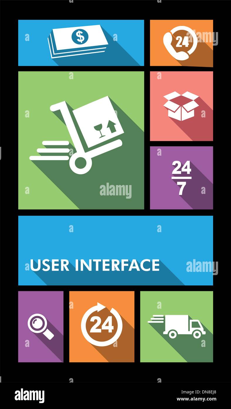 Colorful shipping UI apps user interface flat icons Stock Vector Image ... Colorful shipping UI apps user interface flat icons Stock Vector Image ...