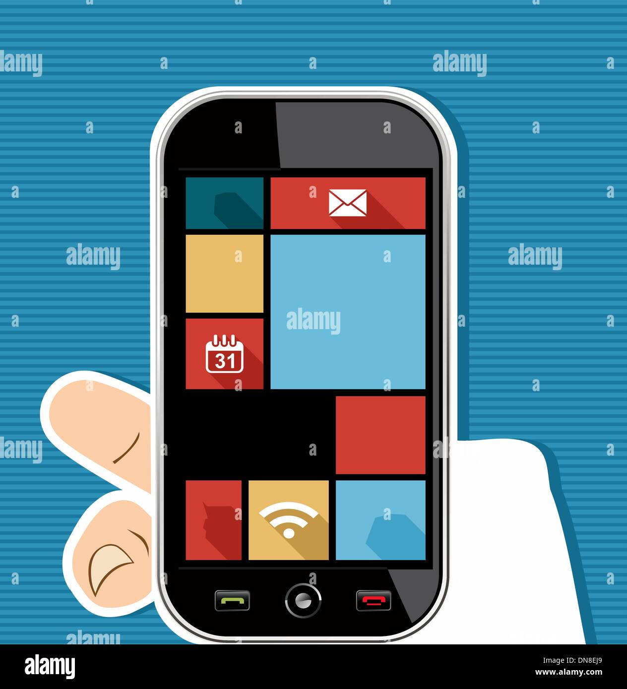 Human hand mobile colorful social media UI apps flat icons Stock Vector ...
