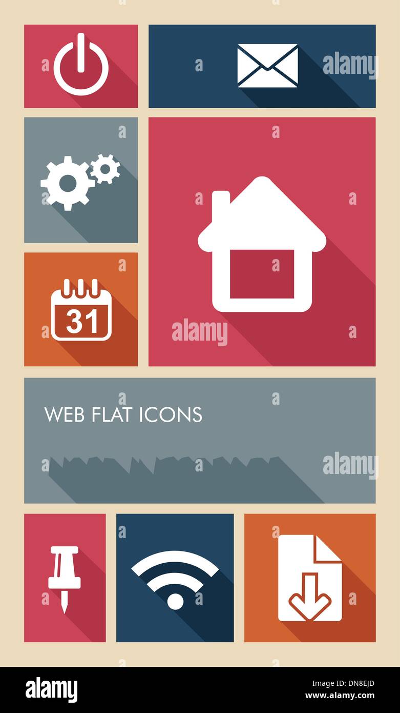 Colorful UI web apps user interface flat icons Stock Vector Image & Art ...