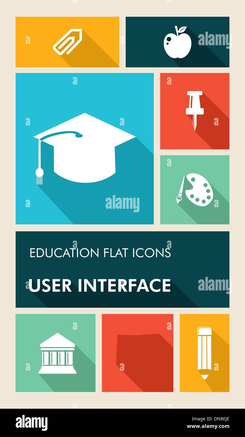 Colorful education UI apps user interface flat icons Stock Vector Image ... Colorful education UI apps user interface flat icons Stock Vector Image ...