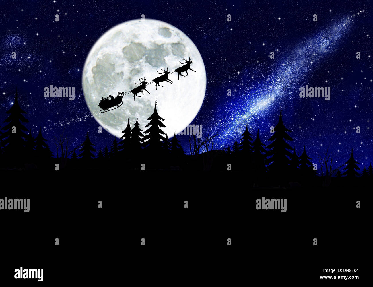 santa claus on sky background Stock Photo - Alamy