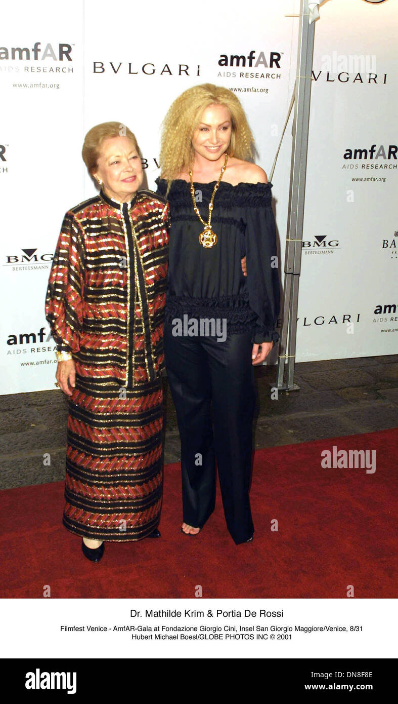 Aug. 31, 2001 - Dr. Mathilde Krim & Portia De Rossi..Filmfest Venice ...