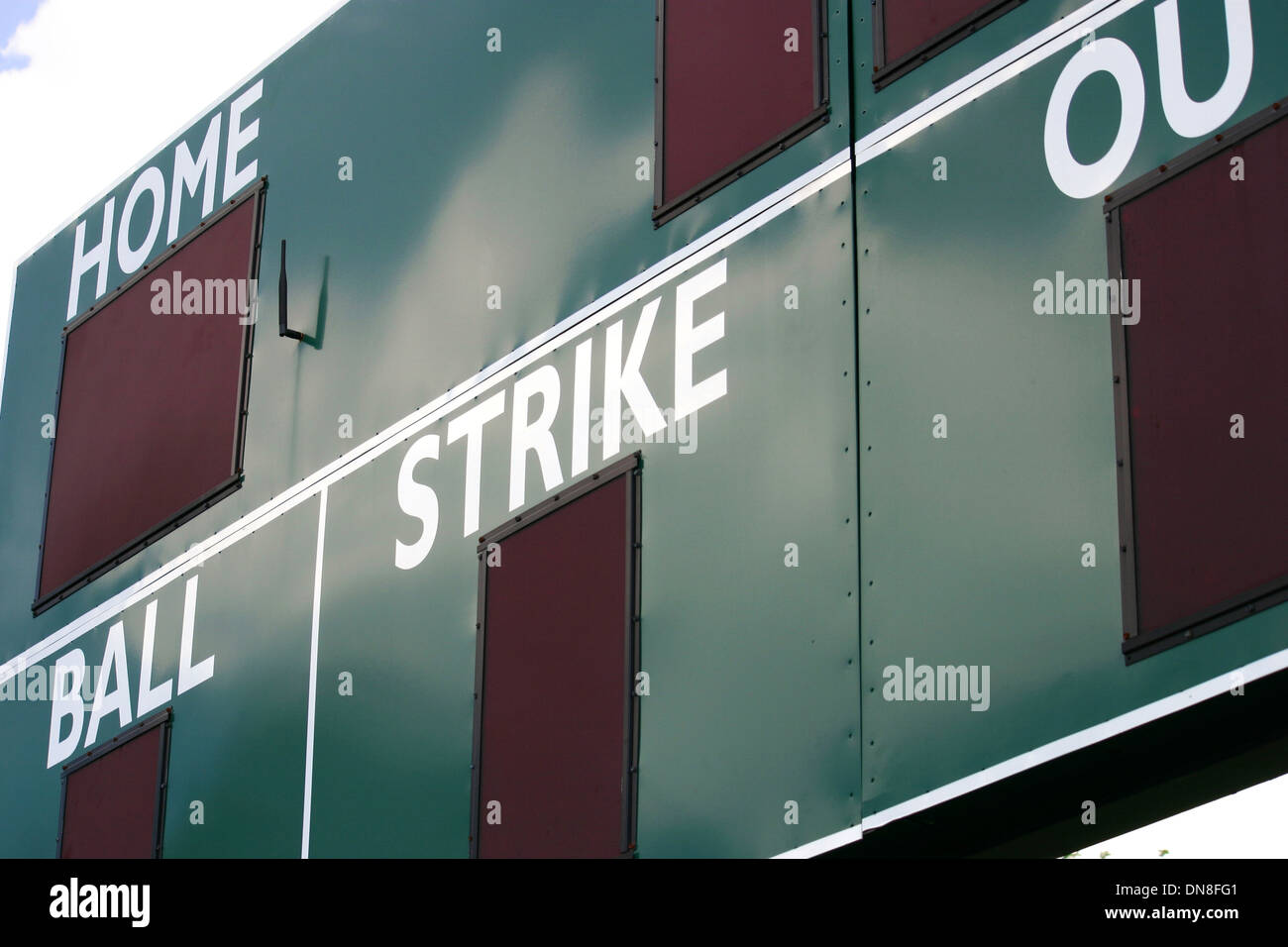 A green scoreboard in the outfield of a baseball field Stock Photo - Alamy