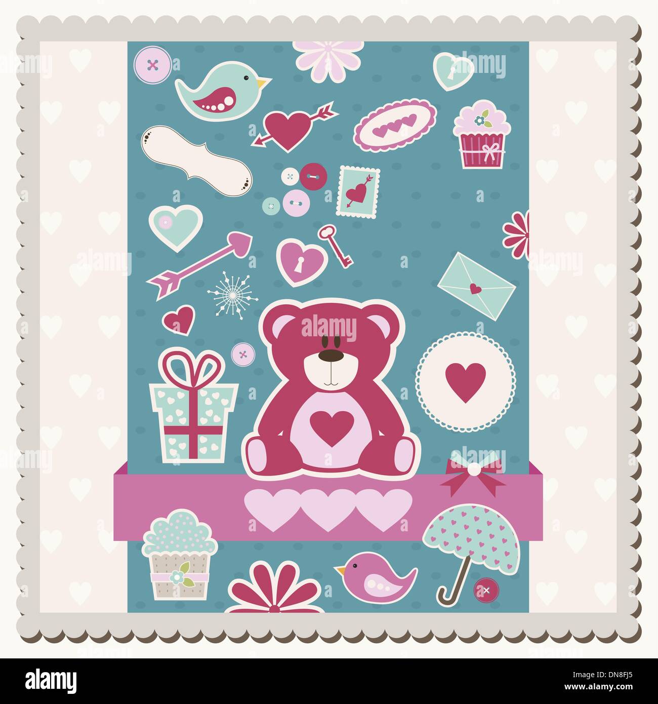 Valentine's Day scrapbook card Stock Vector Image & Art - Alamy