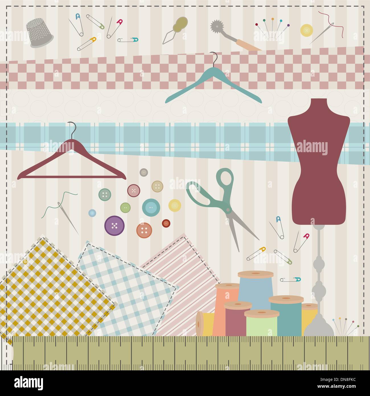 Tools For Sewing Stock Vector Images Alamy