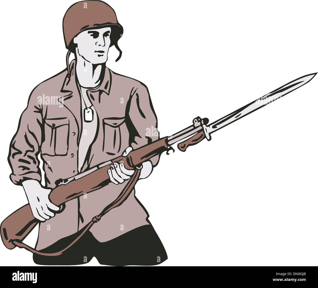 Civil War Rifle With Bayonet Drawing