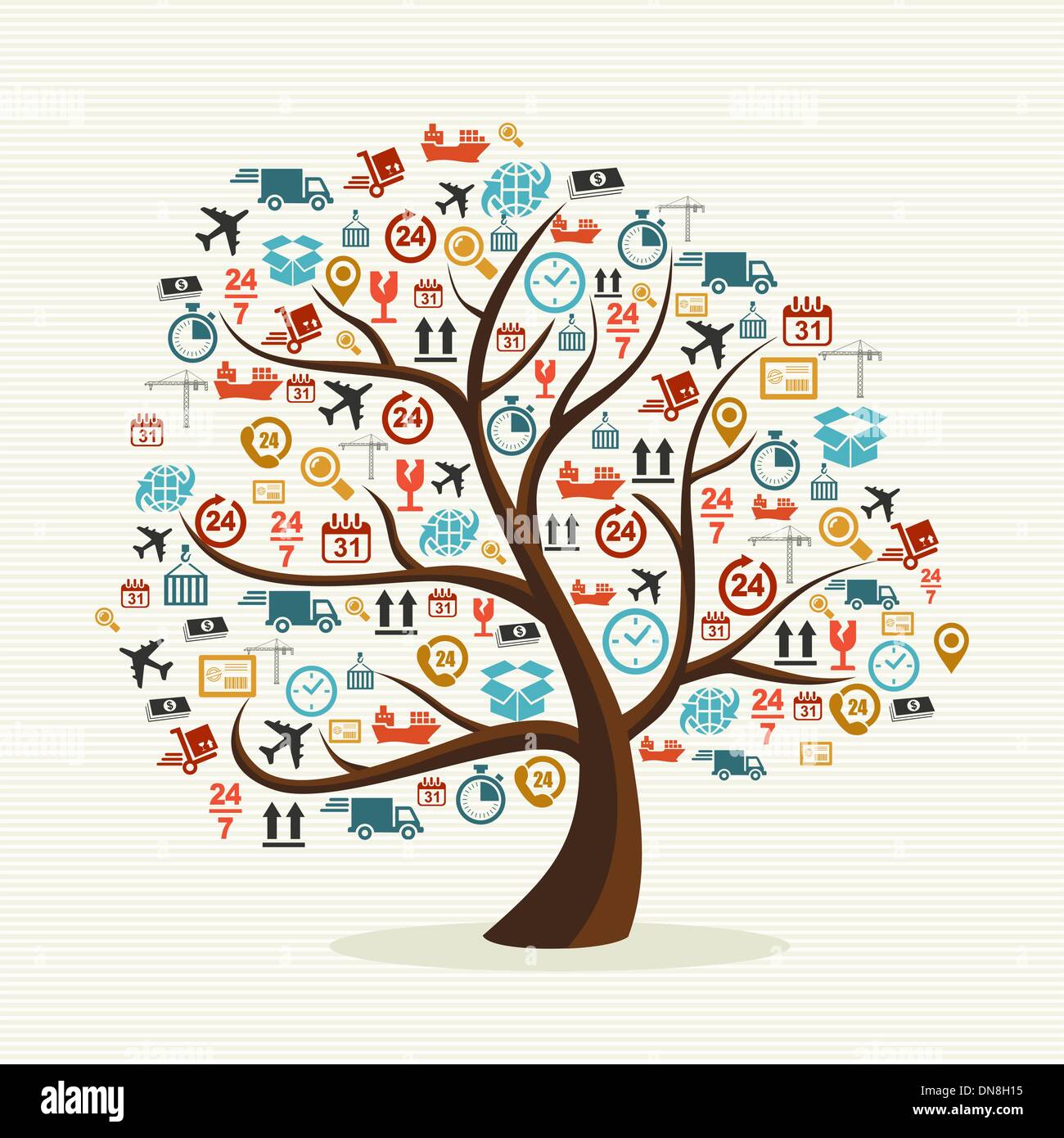 Abstract tree shape colorful shipping icons illustration Stock Vector ...