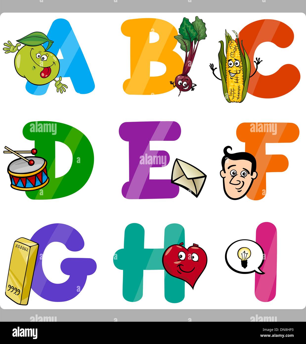 Education Cartoon Alphabet Letters for Kids Stock Vector Image & Art ...