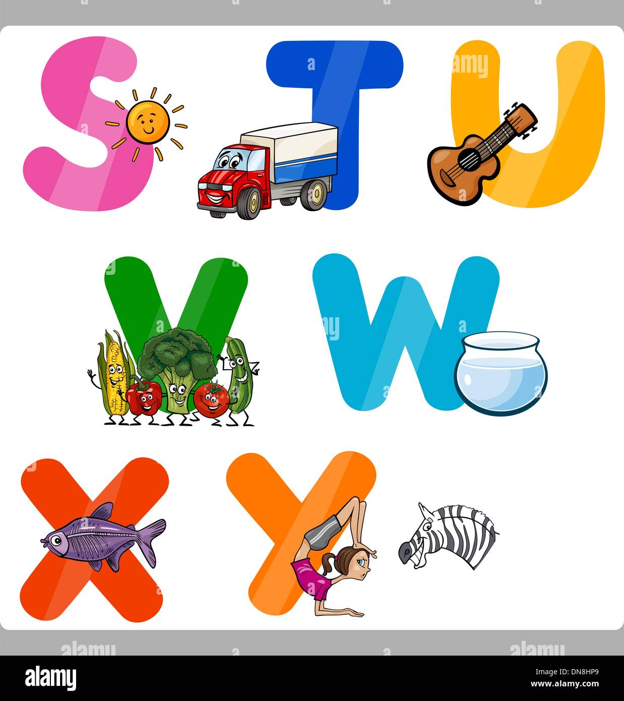 Education Cartoon Alphabet Letters for Kids Stock Vector Image & Art ...
