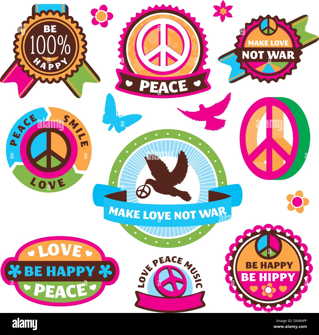 set of peace symbols and labels Stock Vector Image & Art - Alamy