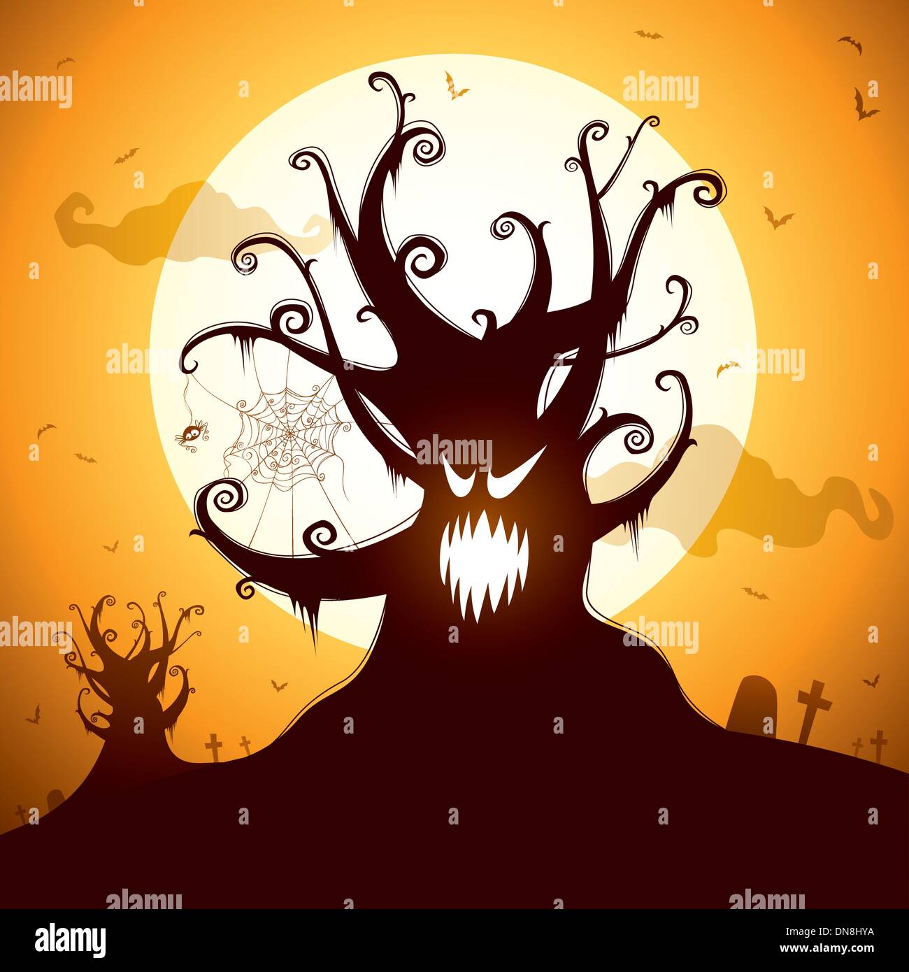 Halloween dry tree orange Stock Vector Images - Alamy