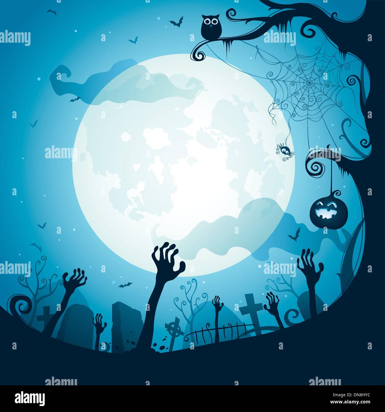 Halloween illustration - Graveyard Stock Vector Image & Art - Alamy