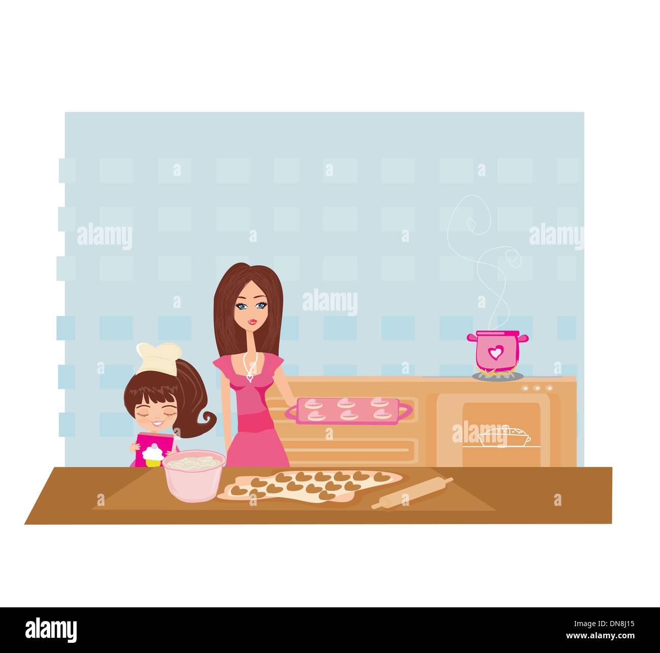 Mother daughter bake roll hi-res stock photography and images - Alamy