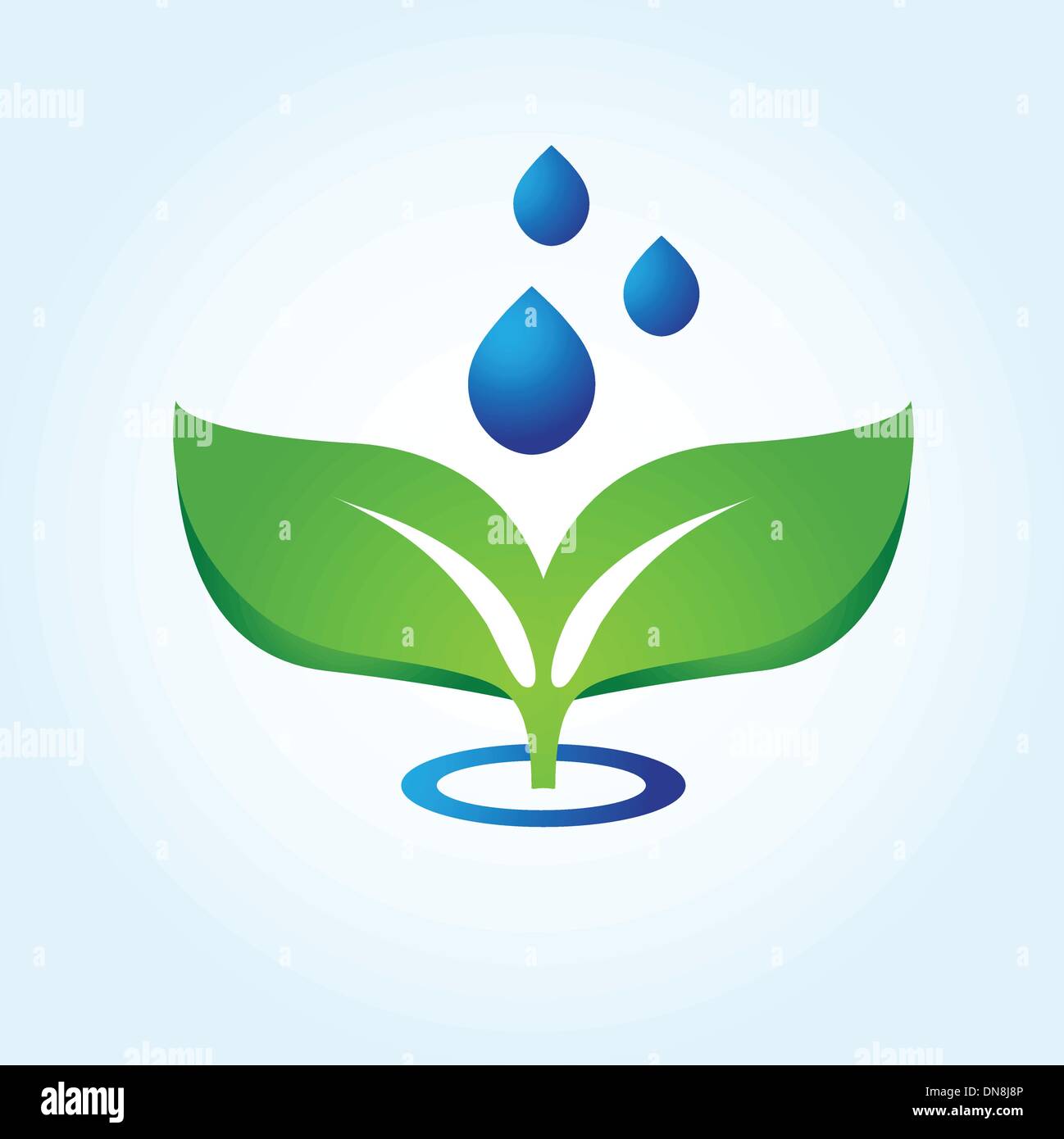 Vector illustration of green leaves and drops. Eco concept Stock Vector ...