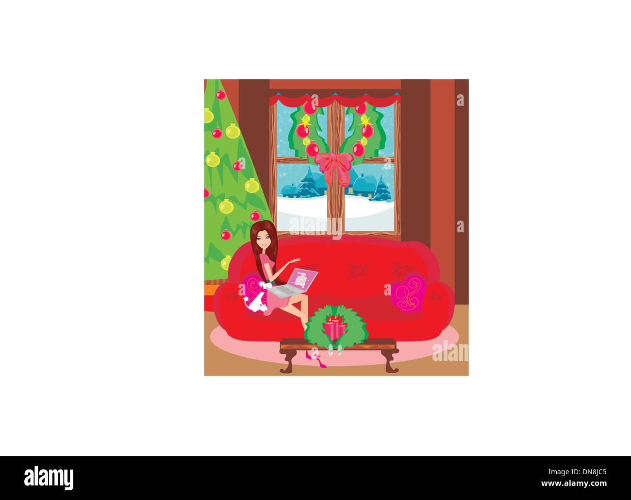 Drawing computer shopping online Cut Out Stock Images & Pictures - Alamy