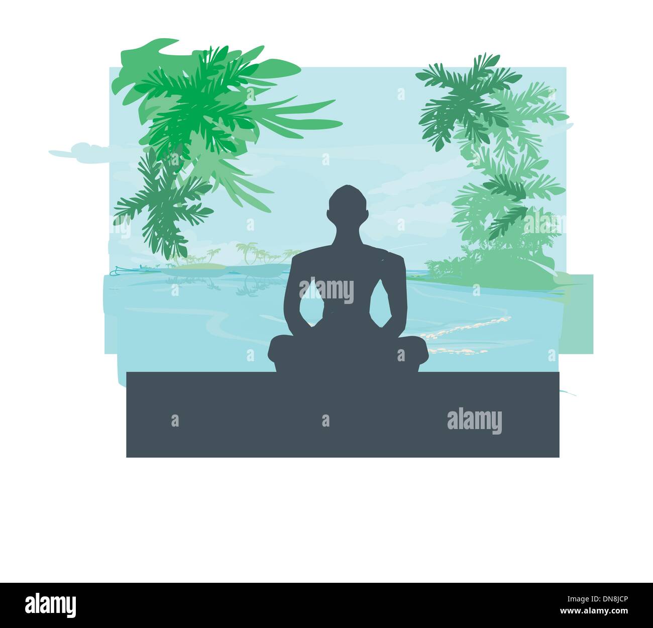 Yoga man blue Stock Vector Images - Alamy